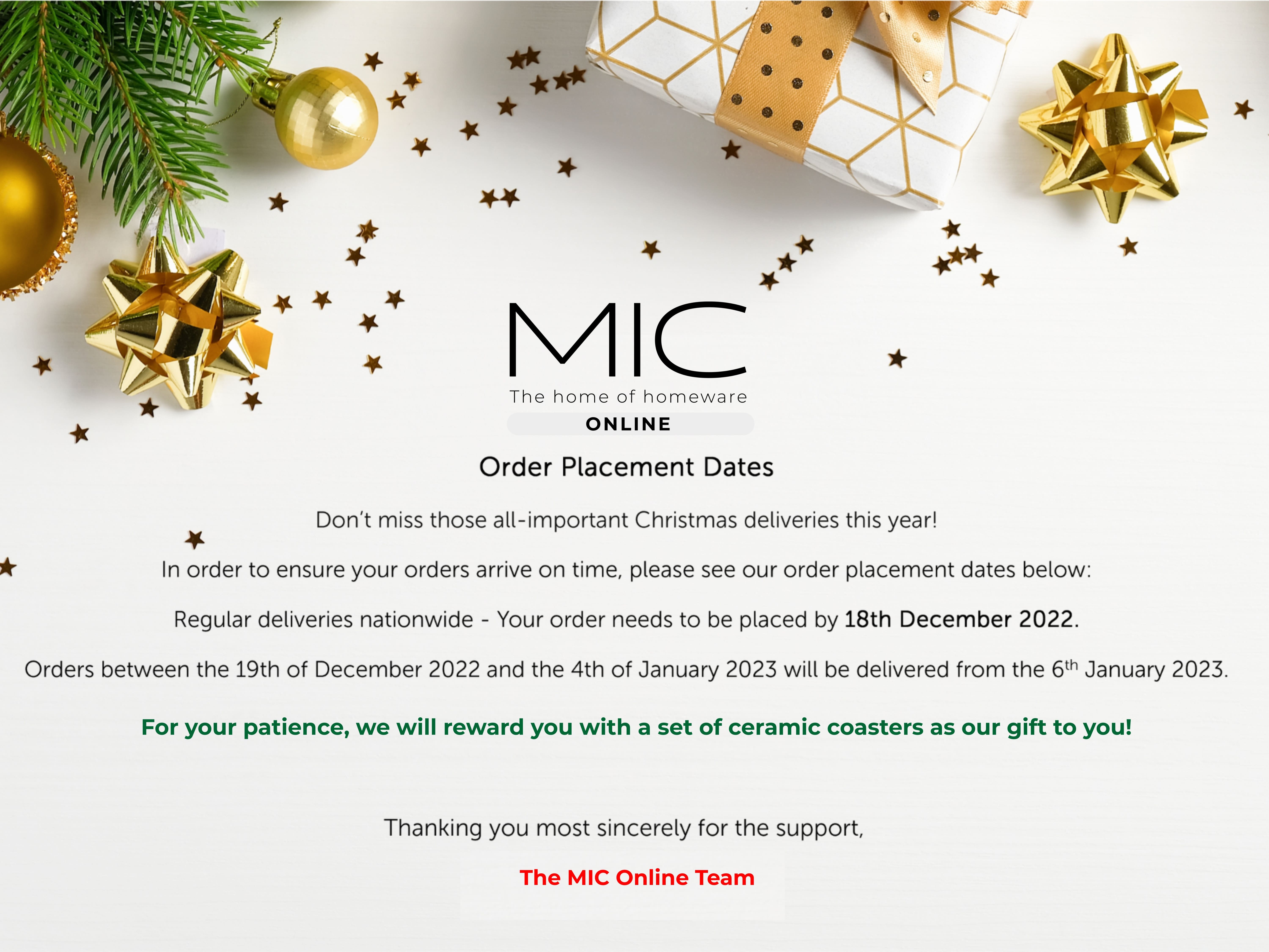 Order Placement Dates