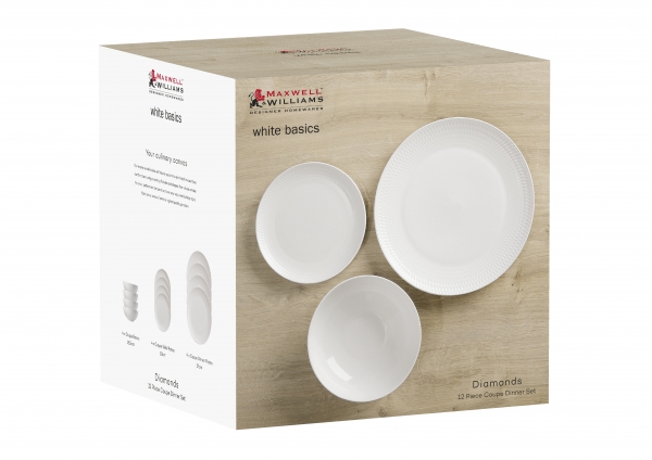 Maxwell & Williams White Basics Diamonds Dinner Set 12pcee